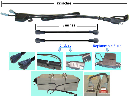 TCA-9 22 Inch F2 Terminal Lugs (.250") Cable Assembly with a 3Amp In ...